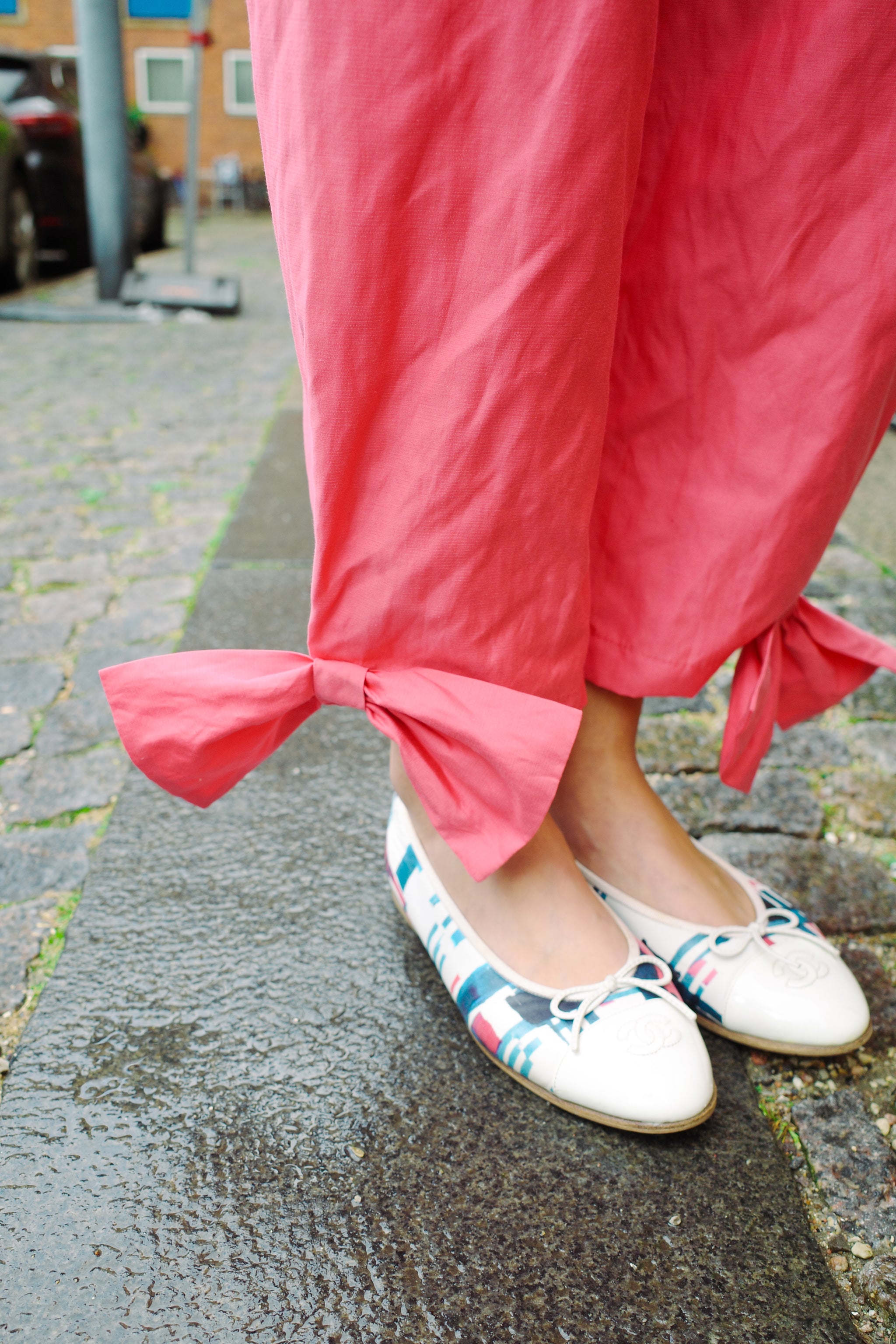 Caro Editions Coco Pants - Blue with White Red Stripe and Bows